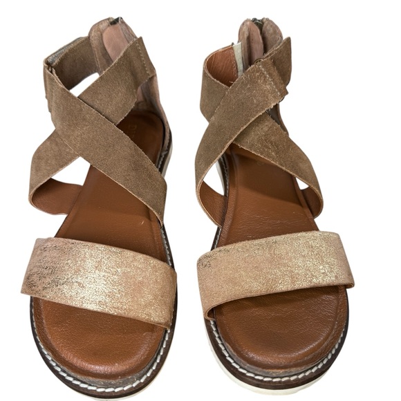 Diba | Shoes | Diba True Flip Toes Goldnatural Wedge Zip Up Sandals ...